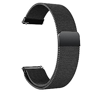 Compatible with Galaxy Watch 3 45mm/Samsung Galaxy Watch 46mm/Gear S3 Frontier/Classic Band, 22mm Stainless Steel Strap Replacement for Ticwatch Pro/Samsung Galaxy Watch 46mm Smartwatch (Black)