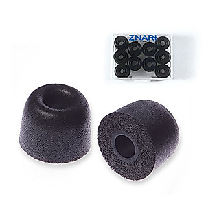 ZNARI Earphone Earbud Foam Tips - T500 - MEDIUM SIZE (10 Black, 1 Red, 1 Blue - 6 Pairs)