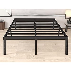 Goltriever King Platform Bed, 18 Inch High Heavy Duty Metal Frame, 4000Lbs Non-Slip Steel Slats Support Bed Frame with Storage, No Box Spring Needed, Easy Assembly, Black