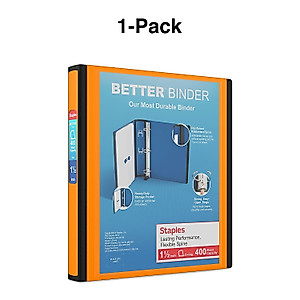 Staples 651861 1.5-Inch 3-Ring Better Binder Orange (13467)