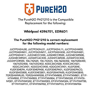 PureH2O PH21210 Compatible Replacement for Select Whirlpool and KitchenAid Refrigerator Models, Fridge Water Dispenser, Carbon Water Filter CartridgeQ