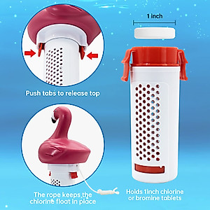 b&h Pool Chlorine Dispenser for 1 Inch Tablets Only - Mini Floating Chlorine/Bromine Floater, Spa, Tub & Small Pool Chlorine and Bromine Chemical Dispenser, 6 Flow Level Control Settings White