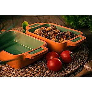LUKSYOL Handmade Terracotta Rectangular Oven Tray - Authentic Mexican Pottery for Tajine, Moroccan, Indian Cooking | Oven-Safe Clay Pan for Baking and Slow-Cooking | Lead-Free and Versatile Clay Cookware