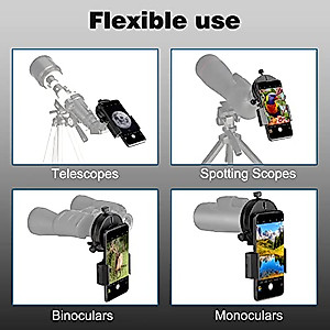 Celticbird Newest Smartphone Scope Adapter- Phone Mount Working with Spotting Scopes& Binoculars& Monocular& Telescope& Microscope