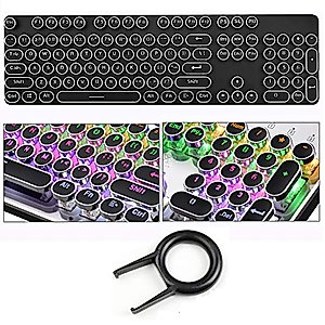 MRDARCY Double Shot Injection Plating Retro Punk ABS Pattern Shine Through Keycap Set for 104/87/61/60 Gaming Mechanical Keyboard (Black)