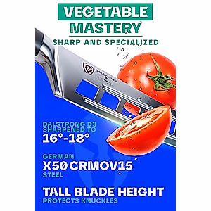 Dalstrong Vegetable Chef Knife - 8 inch - Gladiator Series Elite - Forged High Carbon German Steel - Full Tang - Black G10 Handle - w/Sheath - NSF Certified