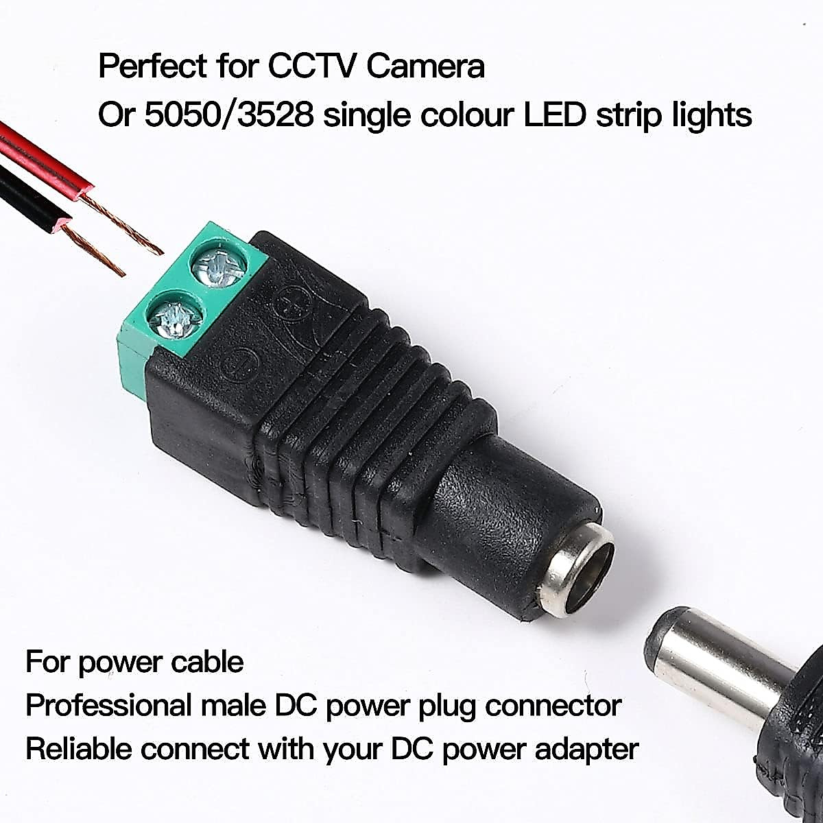 VFLTOOL 28PCS Upgraded DC Power Connector 12V 14PCS Male + 14PCS Female Adapter 2.1 X 5.5MM DC Power Jack Plug Connector for CCTV Camera, Led Strip Light Cable Wire