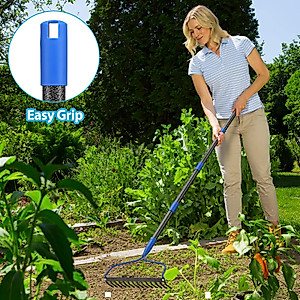 Garden Rake, 60 inch Heavy Duty Rakes for Lawns, Metal Bow Rake with 14 Tine High Carbon Steel Tines for Gardening, Loosening Soil, Flatting Mulch, Leveling Rock, Anti-Rust Landscaping Tools