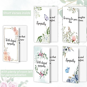 ZOIIWA 150 Pieces Bulk Sympathy Card with Envelopes Flower Sympathy Thank You Cards With Greetings Inside Floral Funeral Thank You Cards Bereavement Cards Condolences Cards