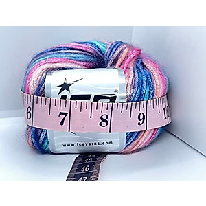 Pool Party - Aqua Blue, Peach, Pink + Picasso Yarn - Fuzzy with Subtle Sheen Yarn, Polyester, Acrylic Blend 50 Gram (1.75 Ounces) 125 Yards