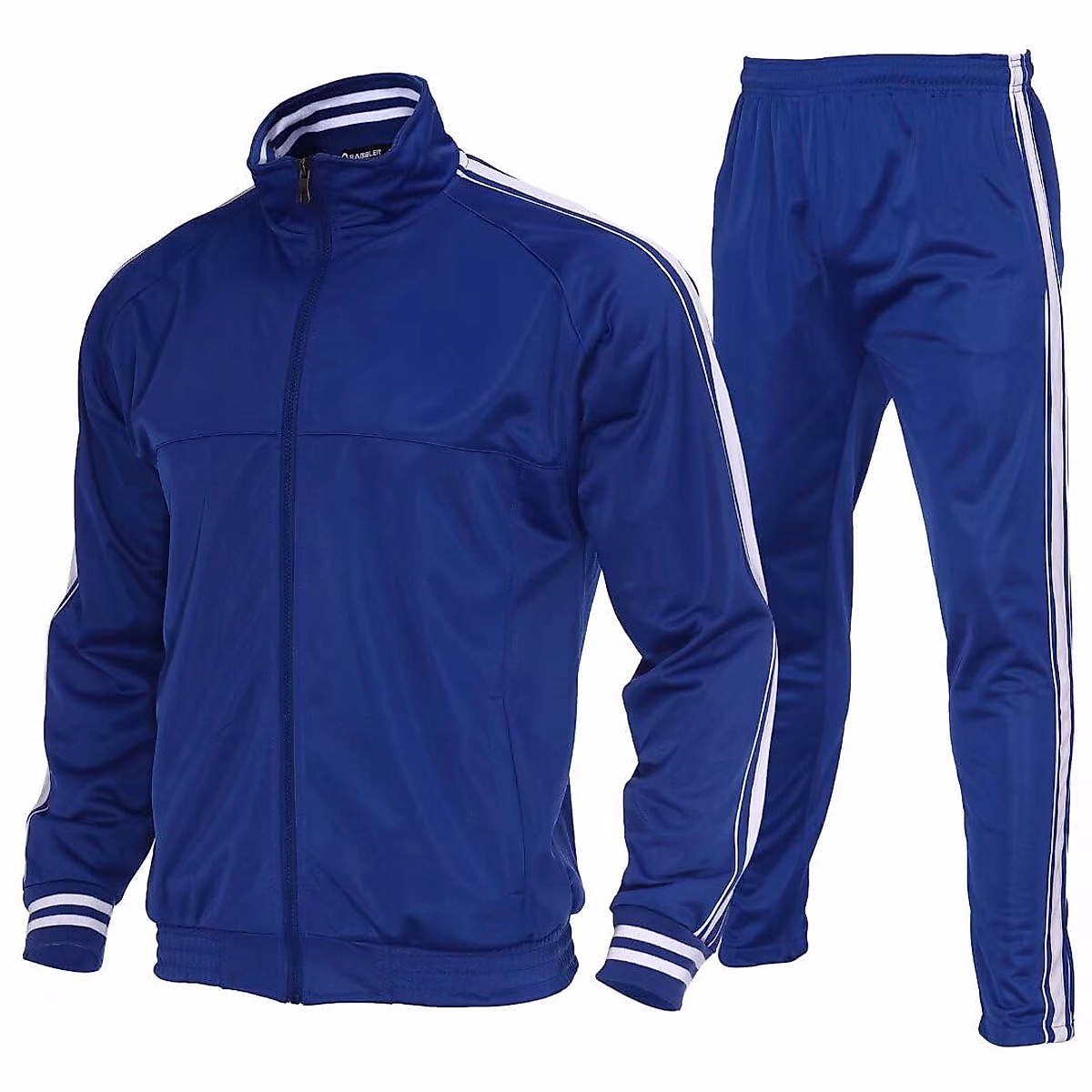 R RAMBLER 1985 Zusmen Mens Athletic 2 Piece Tracksuit Sets Casual Jogging Suits Full Zip Sports Set Stand-up collar Sweatsuit fo Men RoyalblueL