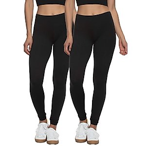 Felina Velvety Super Soft Lightweight Style 2801 Leggings 2-Pack - for Women - Yoga Pants, Workout Clothes (Black, 3X)