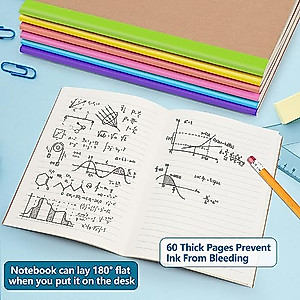 6 Pack Composition Notebooks Bulk, Travel Journal Notebooks Kraft Cover with Rainbow Spines, 120 Pages College Ruled Lined Paper for Kids Women, Notepad for School Office Supplies A5 (8in x 5.75in)