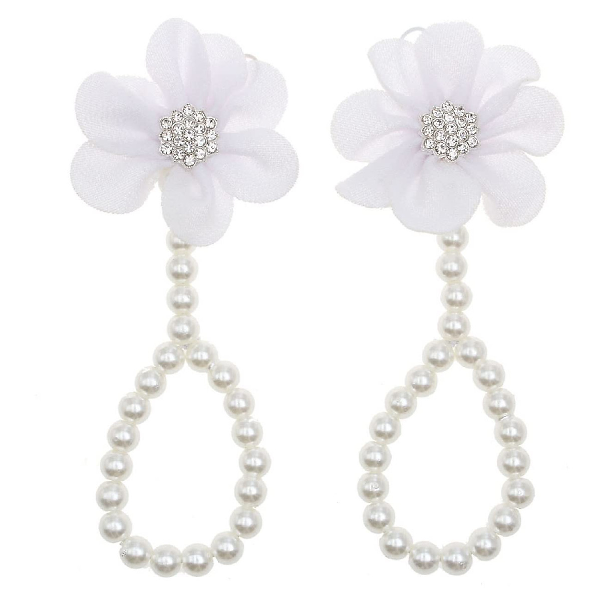 Baby Girl Foot Flower Shoes Barefoot Sandals Pearl Chiffon