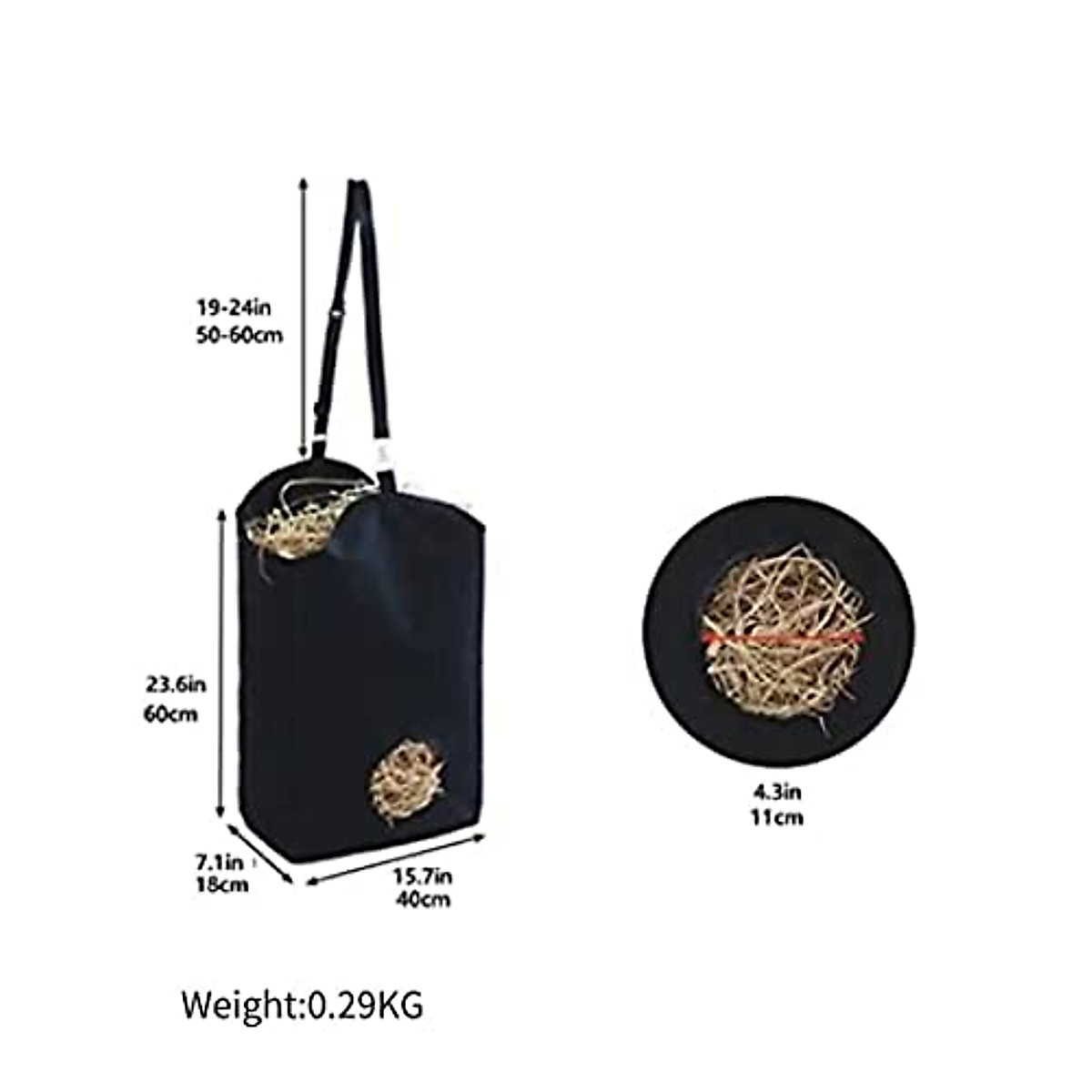 YUBEN Hay Bag Oxford Cloth Waterproof Portable Hay Bag with Metal Ring Adjustable Shoulder Strap Large Large Capacity Hay Bag Suitable for Horses, Sheep, Cow and Rabbits