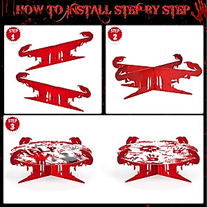 Zopeal 2 PCS Halloween Bloody Cupcake Stand Party Decorations Bloody Handprint Cupcake Holder Halloween Bloody Help Cake Holder Bloody Theme Dessert Stand for Dessert Cupcake Birthday Party Supplies