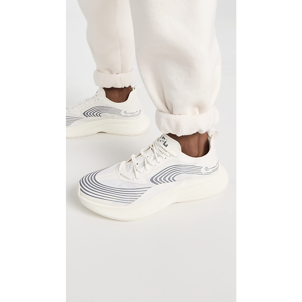 APL: Athletic Propulsion Labs Women's Streamline Sneakers, Ivory/Smoke, Off White, Stripe, 7 Medium US
