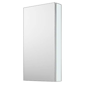 Sunrosa Aluminum Bathroom Medicine Cabinet with Mirror Door, 16"×20" Bathroom Mirror Cabinet,Wall-mountable and Recessed-in Mirror Cabinet, 1 Door Medicine Cabinet Organizer