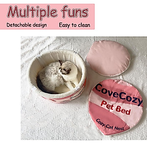CoveCozy Cat Bed for Indoor Cats, Cat Can Bed, Removable Washable Cushion for Small Medium Large Cats, Keep Warm and Super Soft Creative Plush Pet Nest
