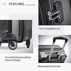 Samsonite Winfield 3 DLX Hardside Expandable Luggage with Spinners, Checked-Medium 25-Inch, Graphite Grey