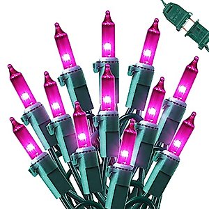 MYGOTO Purple Christmas Lights Outdoor, 2Pack 13Feet 50Count Halloween String Lights Connectable 120V Plug in for Outdoor Indoor Garden Party Christmas Xmas Tree Lights Decor (Purple)