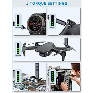 SHOWPIN Mini Electric Screwdriver Set: 70 in 1 Small Electronic Tool Kit Precision Power Screwdriver - 5 Torque Setting LED S2 Bits for Computer Laptop PC Repair