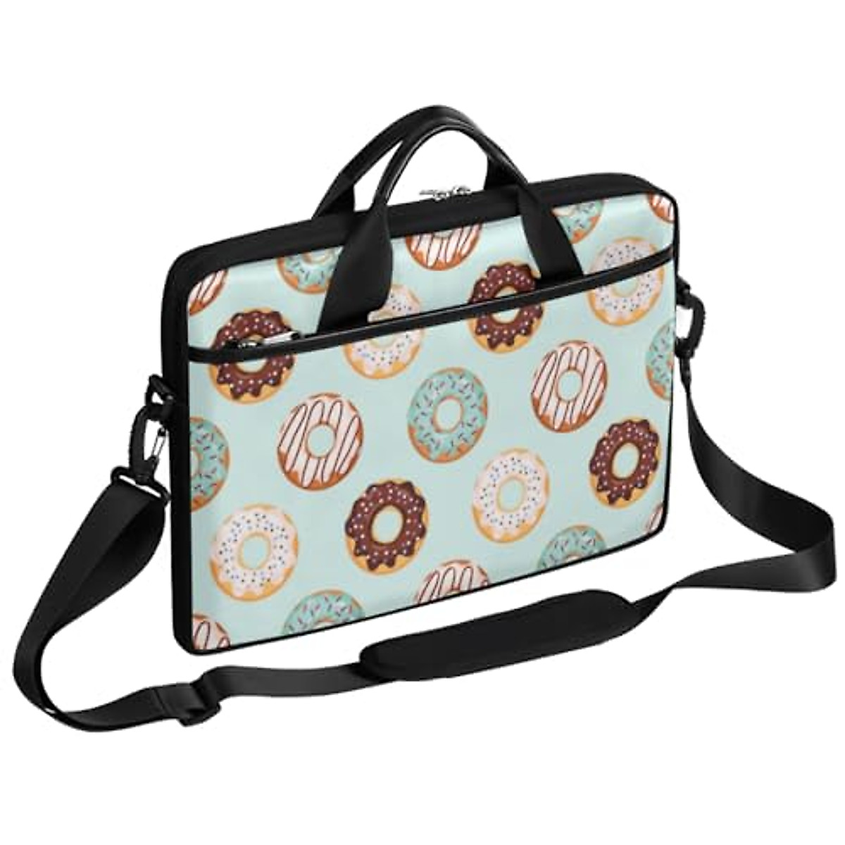 Doughnuts Laptop Computer Bag Waterproof Shoulder Messenger Bag 13-15 inch Durable Laptop Tote Bag with Shoulder Strap Handle Lightweight Crossbody Briefcase
