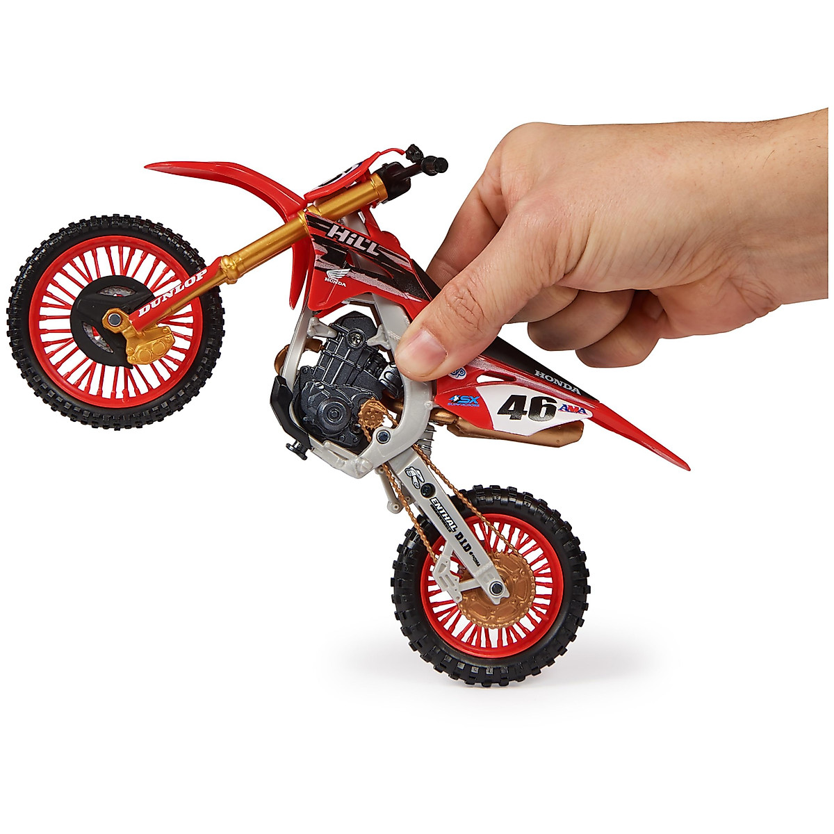 Supercross, Authentic Justin Hill 1:10 Scale Collector Die-Cast Toy Motorcycle Replica with Race Stand, for Collectors and Kids Age 5 and Up