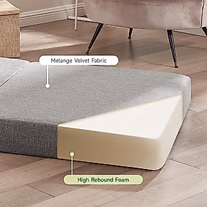 Z-hom Folding Sofa Bed, 6 inch Foldable Mattress Convertible Sleeper Chair Floor Mattress Couch, Convertible Sofa Bed with Pillow & Washable Cover for Room/Office/Dorm 76" x 39" x 6" (Light Grey)