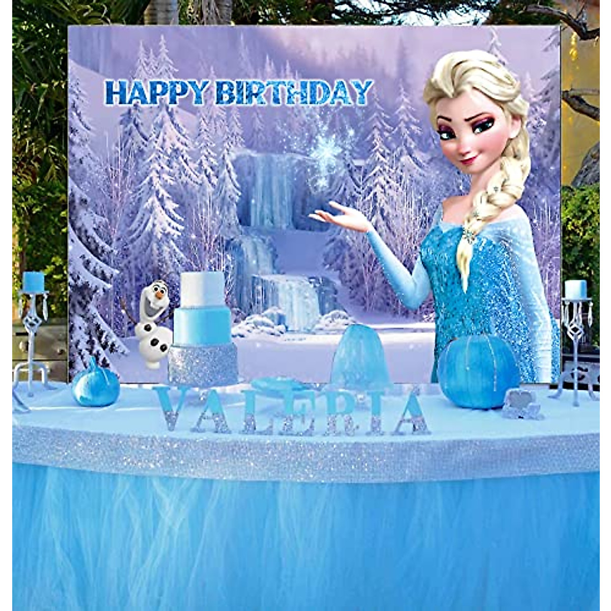Frozen-Backdrop for Girls Birthday Party,7 x 5ft Elsa Photo Background Wall Decorations Vinyl Photography Supplies for Kids Boys Toddlers
