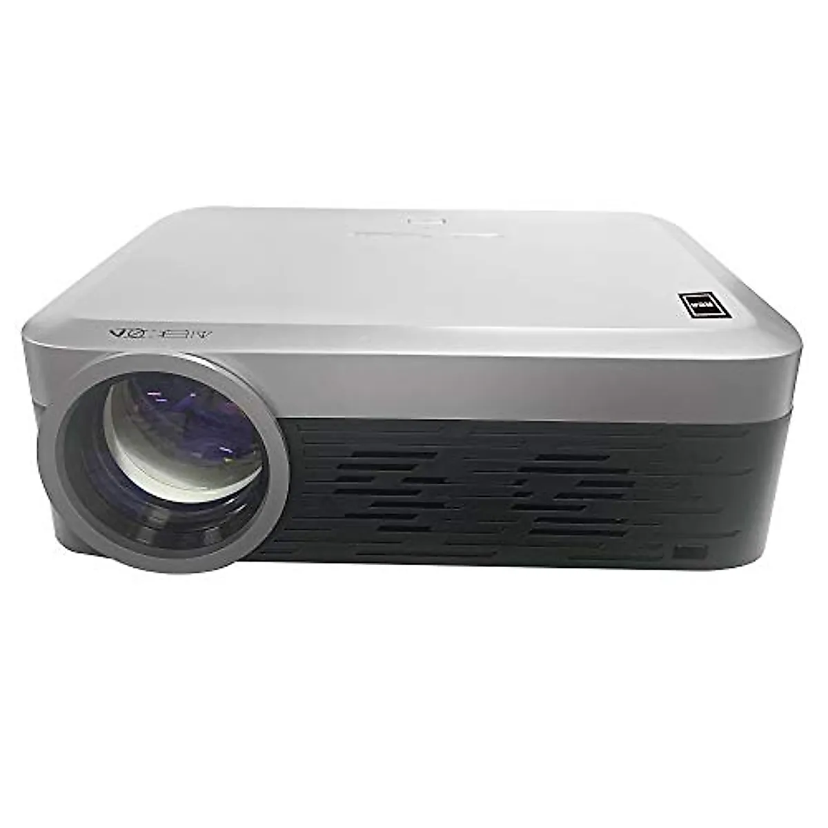 RCA RPJ138 Roku Smart Android Home Projector with Wi-Fi, Built in DVD Player, HD, LED, with RCA Stereo Audio Output, Grey