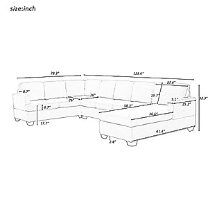 Merax Modern Large Upholstered U-Shape Sectional Sofa, Extra Wide Chaise Lounge Couch for Living Room, Dark Grey