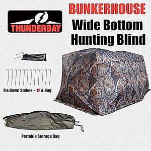 THUNDERBAY Bunkhouse Pop Up Portable Side-by-Side See Through Hunting Blind, 6 Person Wide Bottom 360 Degree See Through Hunting Tent, Footprint: 180"x90" with 80" Height