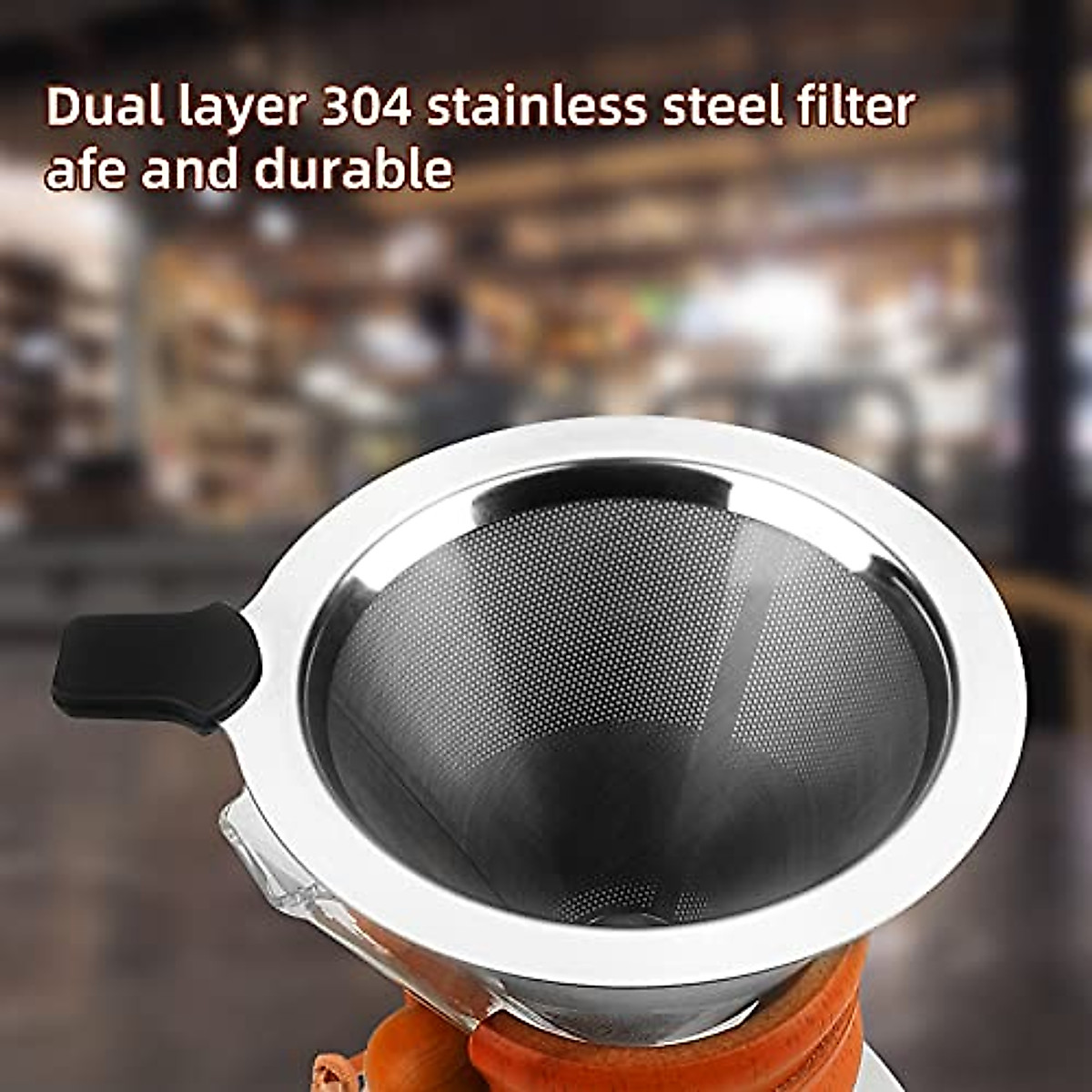 BicycleStore Pour Over Coffee Maker, Paperless Glass Carafe with 100 Filter Paper Reusable Glass Coffee Pot Manual Dripper Brewer Hand Drip with Stainless Steel Filter for Home Travel (14 oz/400 ml)