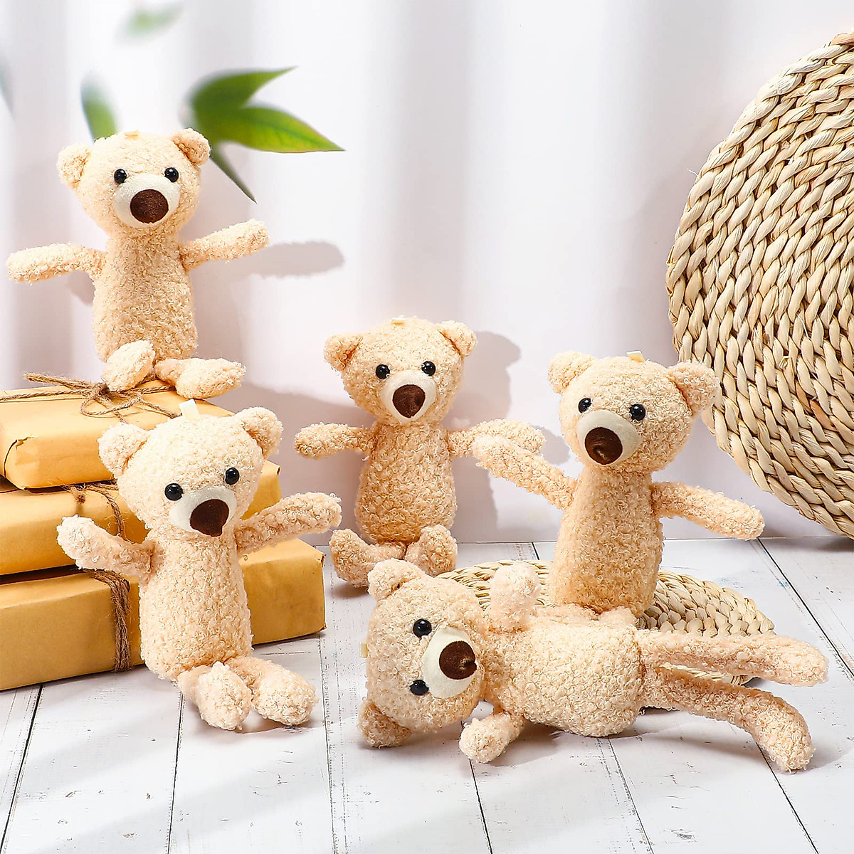 20 Pcs Mini Bear Stuffed Animal 8 Inch Small Stuffed Bear Plush Cute Bear Plush Toys for Birthday Wedding Valentines Day Decorations Craft DIY Accessory Party Favors Supplies (Purple, Beige)