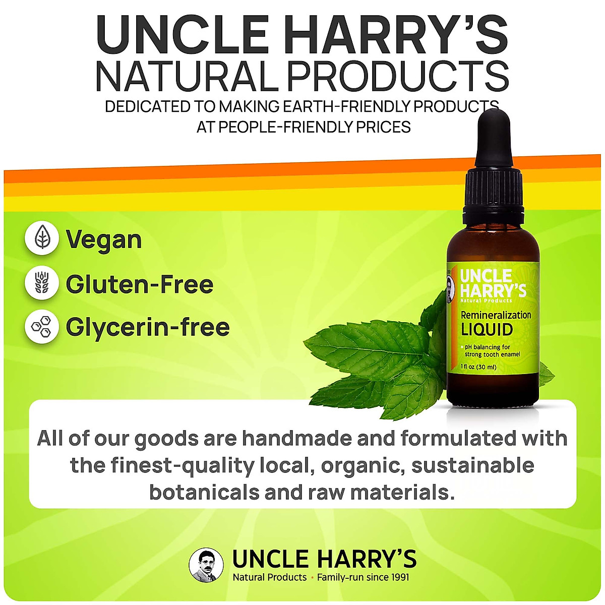 Uncle Harry's Natural & Fluoride-Free Remineralization Liquid for Tooth Enamel - Freshens Breath & Strengthens Teeth (2 Pack, 1 oz.)