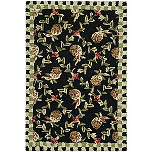 SAFAVIEH Chelsea Collection Accent Rug - 2' x 3', Black & Ivory, Hand-Hooked French Country Wool, Ideal for High Traffic Areas in Entryway, Living Room, Bedroom (HK164A)