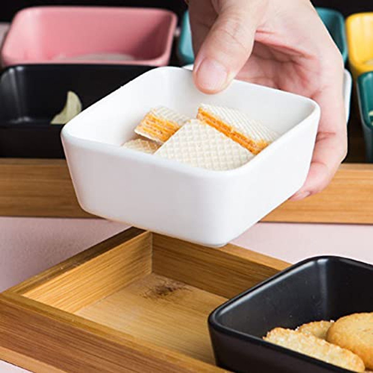 Natural Wood Tray, Slip-Resistant Wooden Bathroom Tray & Kitchen Decor Wood Holder Organizer