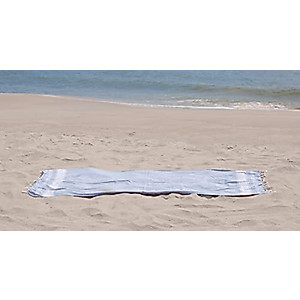 LANE LINEN 100% Cotton Beach Towel with Bag 2 Piece Towels for Adults 39"x71" Pool Extra Large Quick Dry Sand Travel - Sky Blue