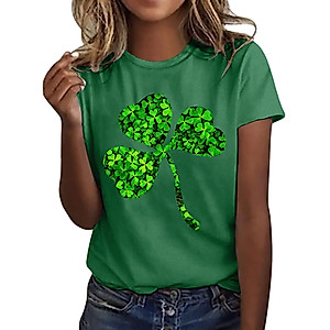 CGGMVCG St Patricks Day Shirt Women Women's Casual Top Shirts St. Patrick's Day Soft Leave St Patricks Day Womens Clothing, Green, L