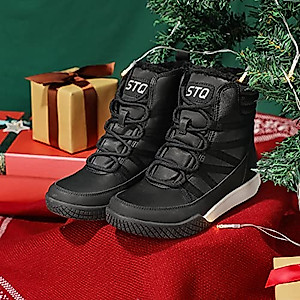 STQ Women Lightweight Winter Walking Boots Suede Insulated Hiking Booties Non-slip with Zipper Black 10