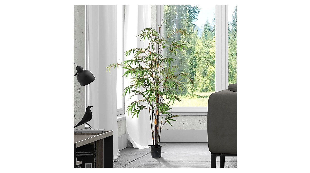 Vickerman 5' Artificial Potted Black Bamboo Tree