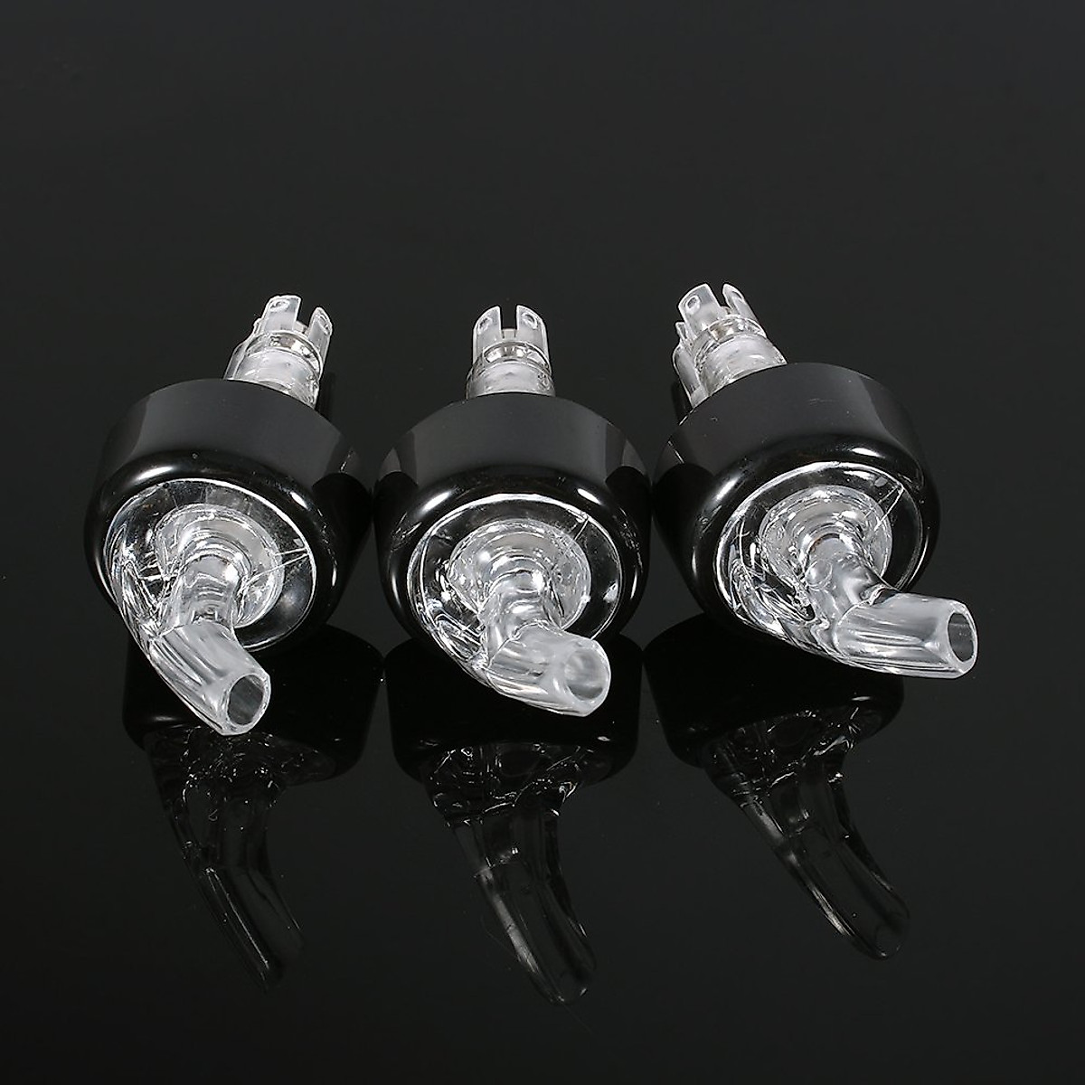 Measure Liquor Pourer, 1 OZ Plastic Measured Liquor Pourer Auto Measuring Shot Chamber Pourer Pour Spout Stopper for Liquor Wine (Transparent, pack of 12)