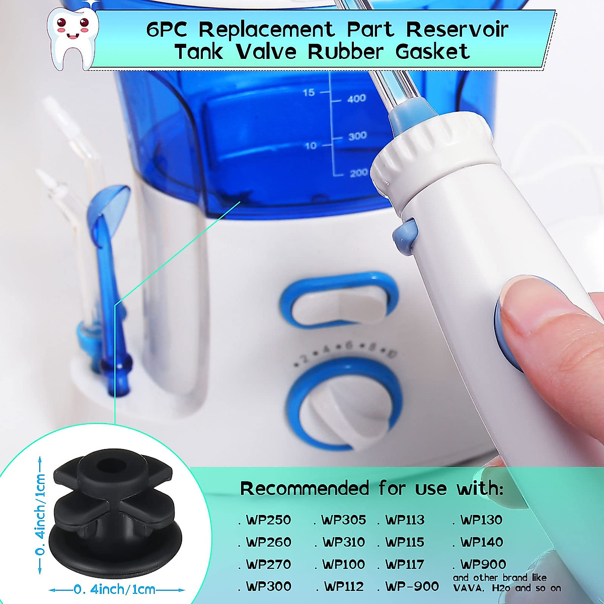 Tondiamo Replacement Hose Compatible with Waterpik Water Flosser Parts Dental Irrigator Handle Oral Hygiene Accessories Oral Irrigator Flossers Replacement Tips Reservoir Tank Valve Rubber Gasket