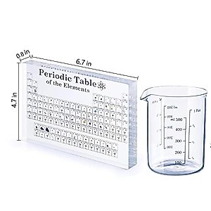 Periodic Table with Real Elements Inside, 6.7" Suitable Size for Reading and Holding, Clear Acrylic Periodic Table with Elements Samples