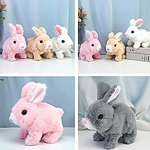 Plush Baby Rabbit Stuffed Animal Toys with Carrots Electric Rabbit Toys Educational Toys That Can Walk and Talk Easter Gifts for Children Cute Rabbit with Carrots Dancing (grey1)