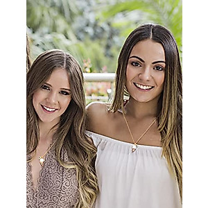 HUASAI Bff Necklace for 2 Girls Matching Friendship Necklace Half Heart Pendant Flamingo Necklace Best Friends Necklaces for Sister Birthday Gifts (D: white heart necklace)