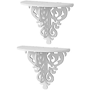 Zerodeko 2pcs Home Bracket Kitchen Organizer Simple-Shaped Mounted Flower Stands Modern Sundries Bathroom Floating Plant Flowerpot Nursery Stand Retro Decor for Holder Brackets Carving