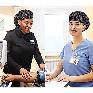 Working Cap with Button and Sweatband Adjustable Bouffant Hats for Women Men One Size (Love Heart)