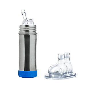 Pura Bundle - Kiki 11oz Straw Bottle, Bumper & XL Sipper Spout - 100% Plastic-Free, MadeSafe Certified, 100% Medical-Grade Silicone for Kids, Toddlers, Preschoolers, Babies & Infant - Ocean